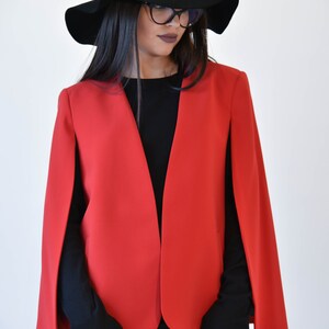 Red Cape Coat/jacket for Women/handmade Cape/cape Jacket/fashion Cape ...