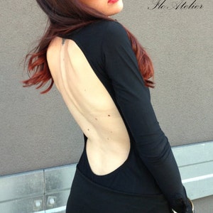 Black Slim Backless Shirt/sexy Body Shirt/long Sleeves Blouse/backless ...