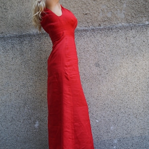 XXL XXXL Dress/summer Dress/red Linen Dress/linen Kaftan/long Handmade ...
