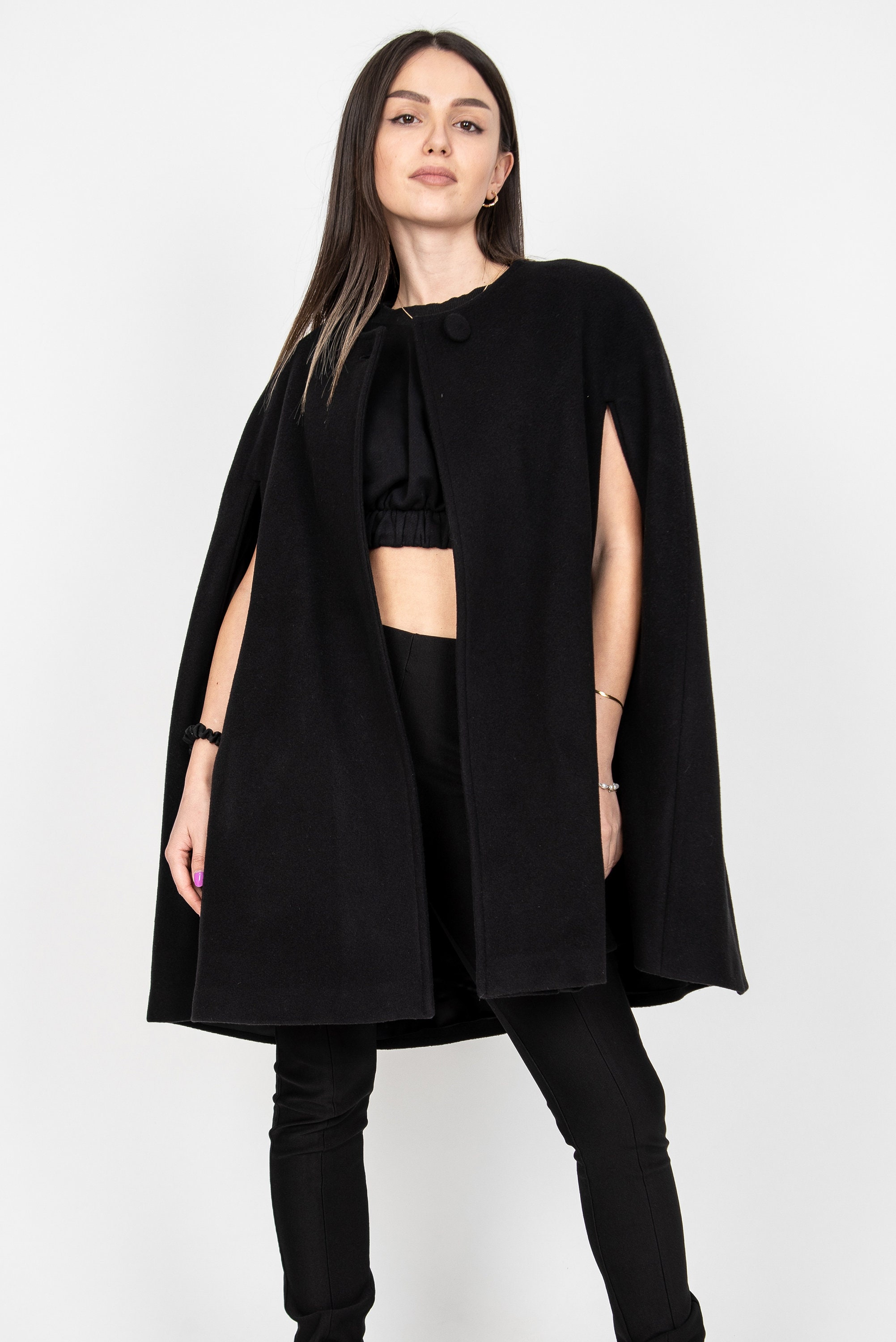 Black Winter Cape Coat/jacket for Women/wool Cape Jacket/fashion Cape ...