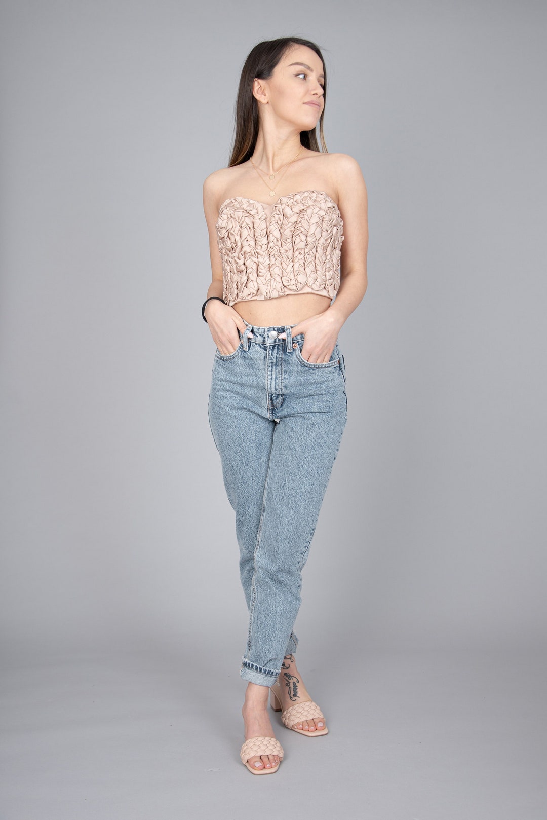 Handmade Beige Bustier/corset/casual Party Top/top/mini Bustier With ...