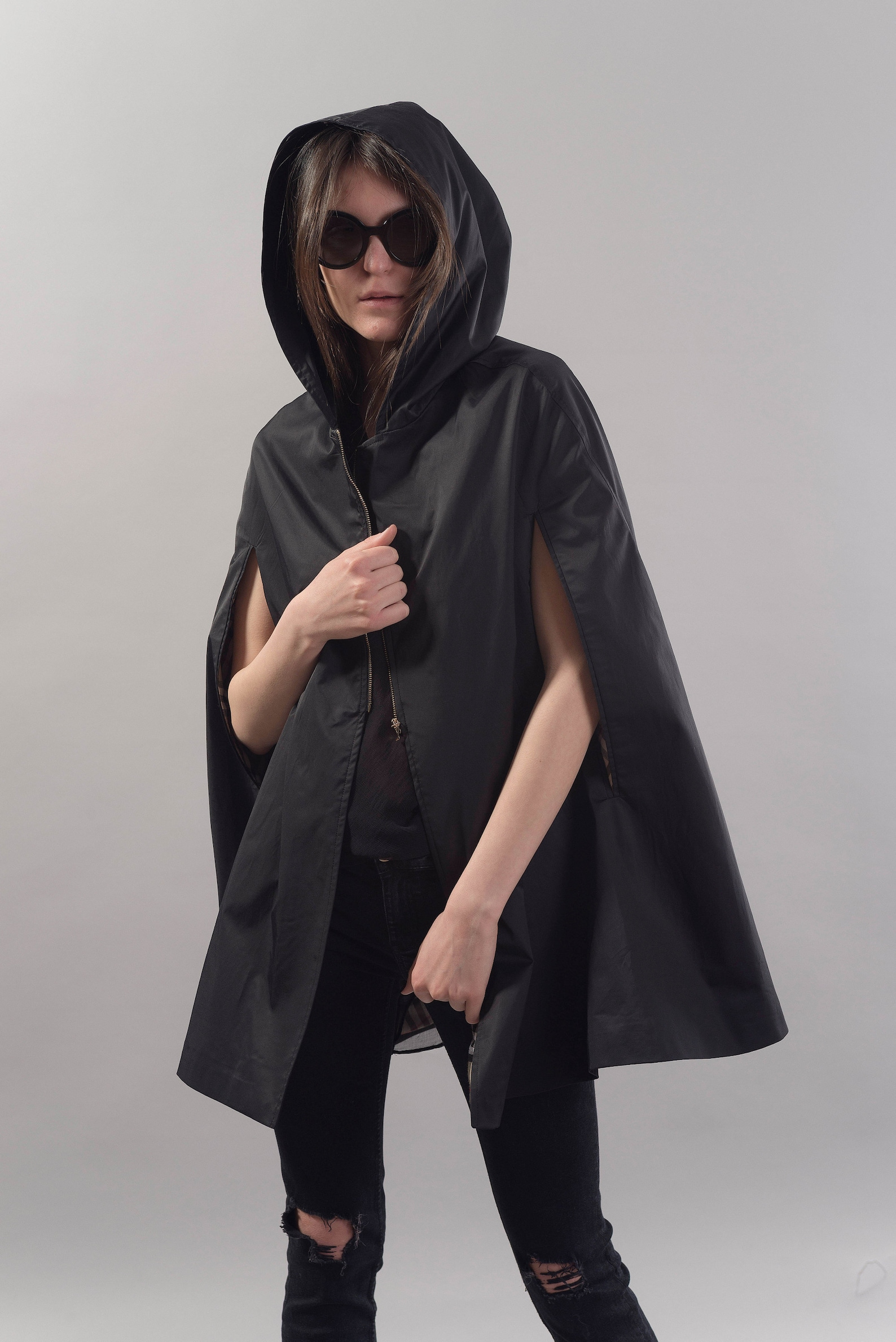 Black Cape Coat/black Jacket/cape Coat/cape Jacket/wrap | Etsy