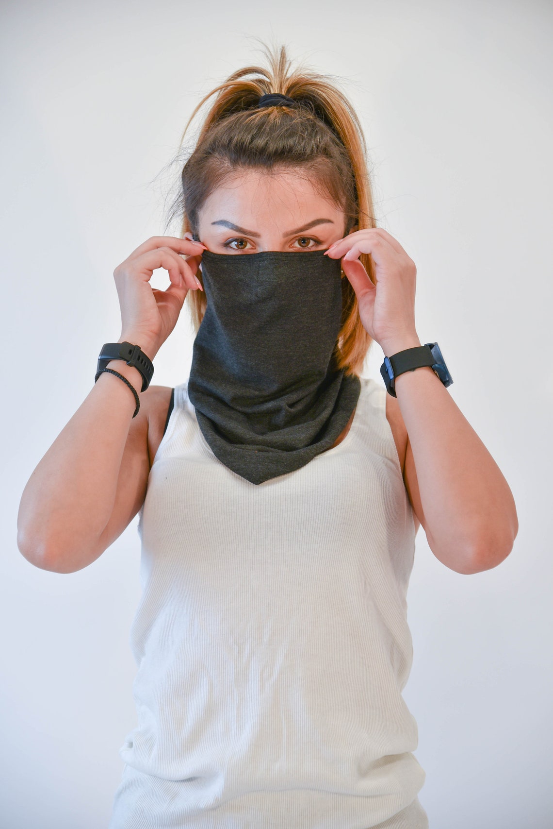 Gray Long Face Mask/activity Accessory/washable Mask/reusable - Etsy