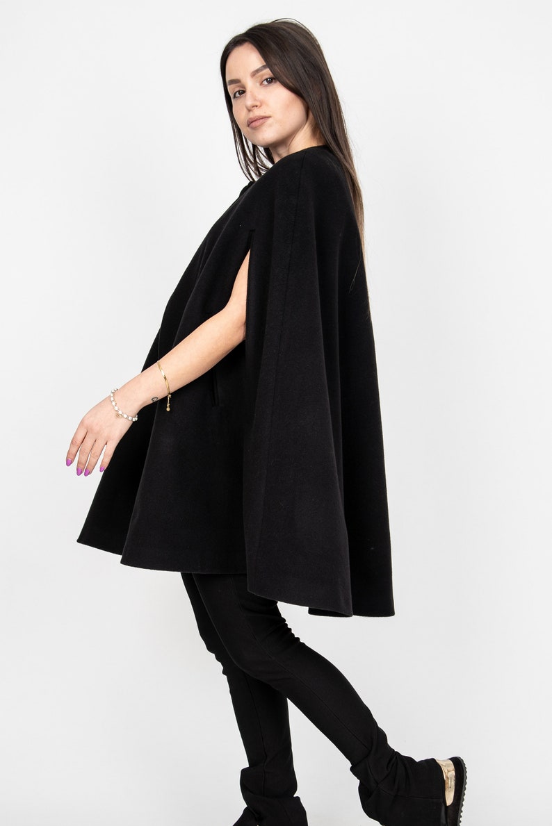 Black Winter Cape Coat/jacket for Women/wool Cape Jacket/fashion Cape ...