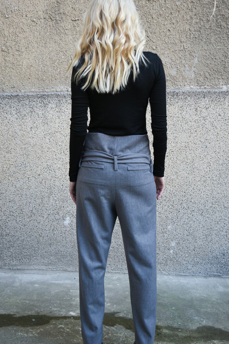Fine Wool Tapered Pants/loose Wool Pants/casual Drop Crotch Pants/wide ...