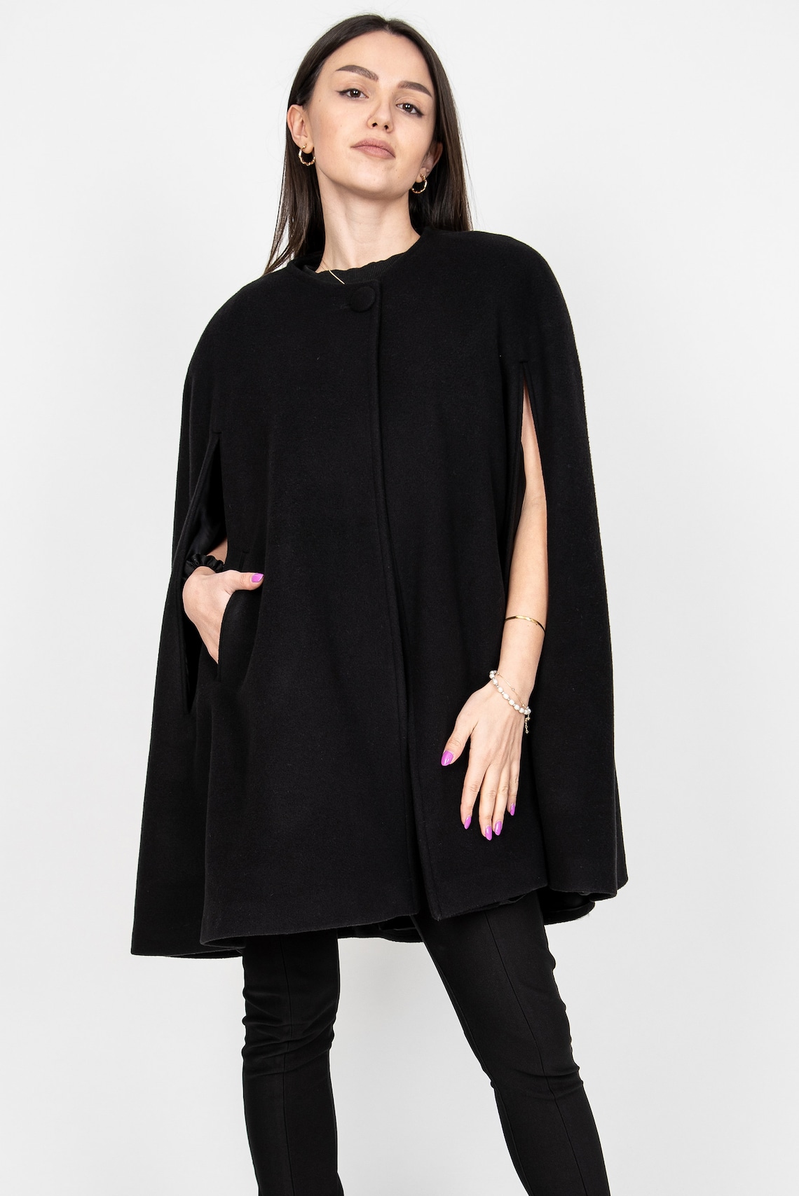 Black Winter Cape Coat/jacket for Women/wool Cape - Etsy