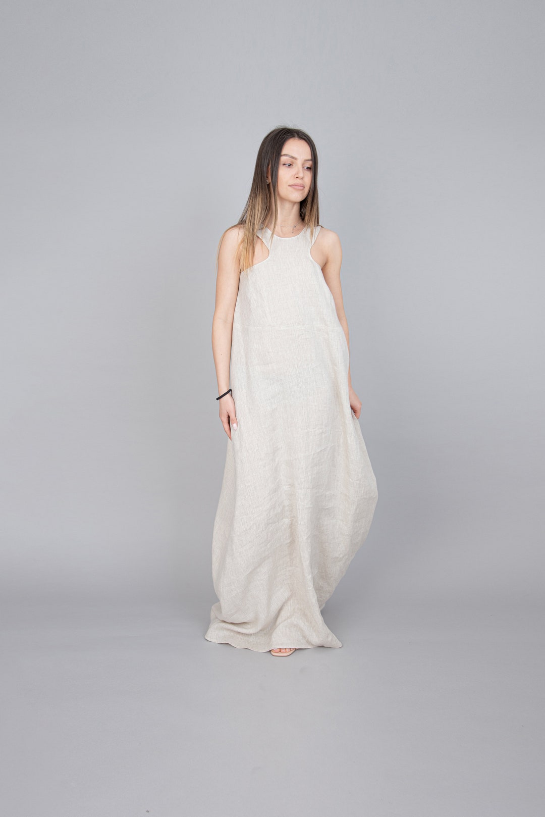 Robe sans manches en lin faite main/robe décontractée en lin/robe ...