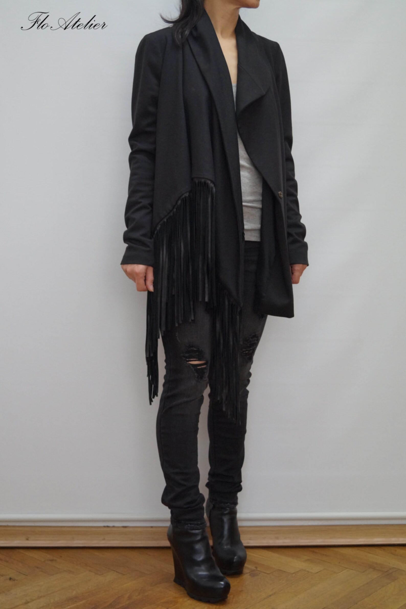 Black Jacket/cloak/all Season Coat/asymmetrical Extravagant - Etsy