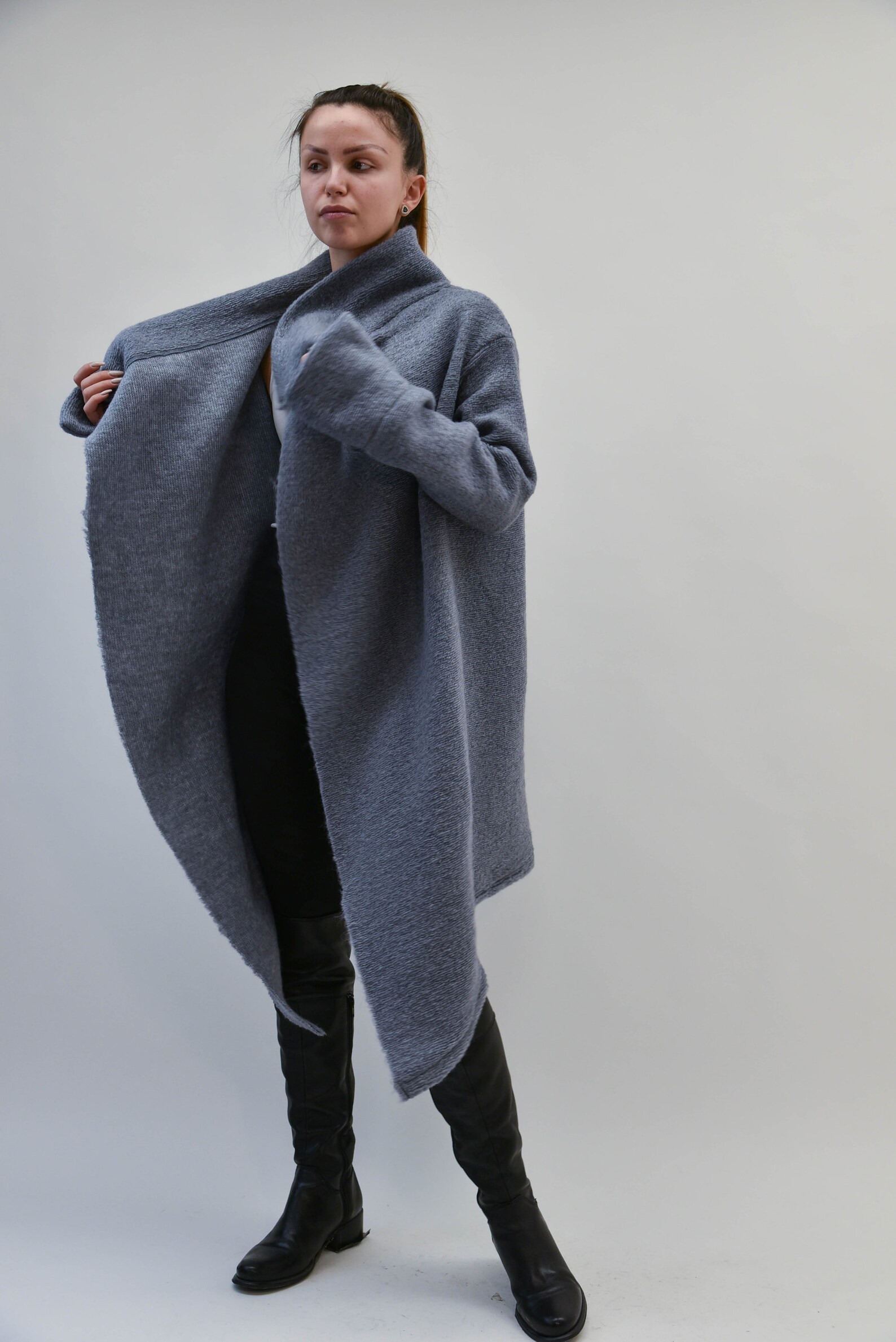 Grey Asymmetrical Cardigan/oversized Sweater/all Season - Etsy