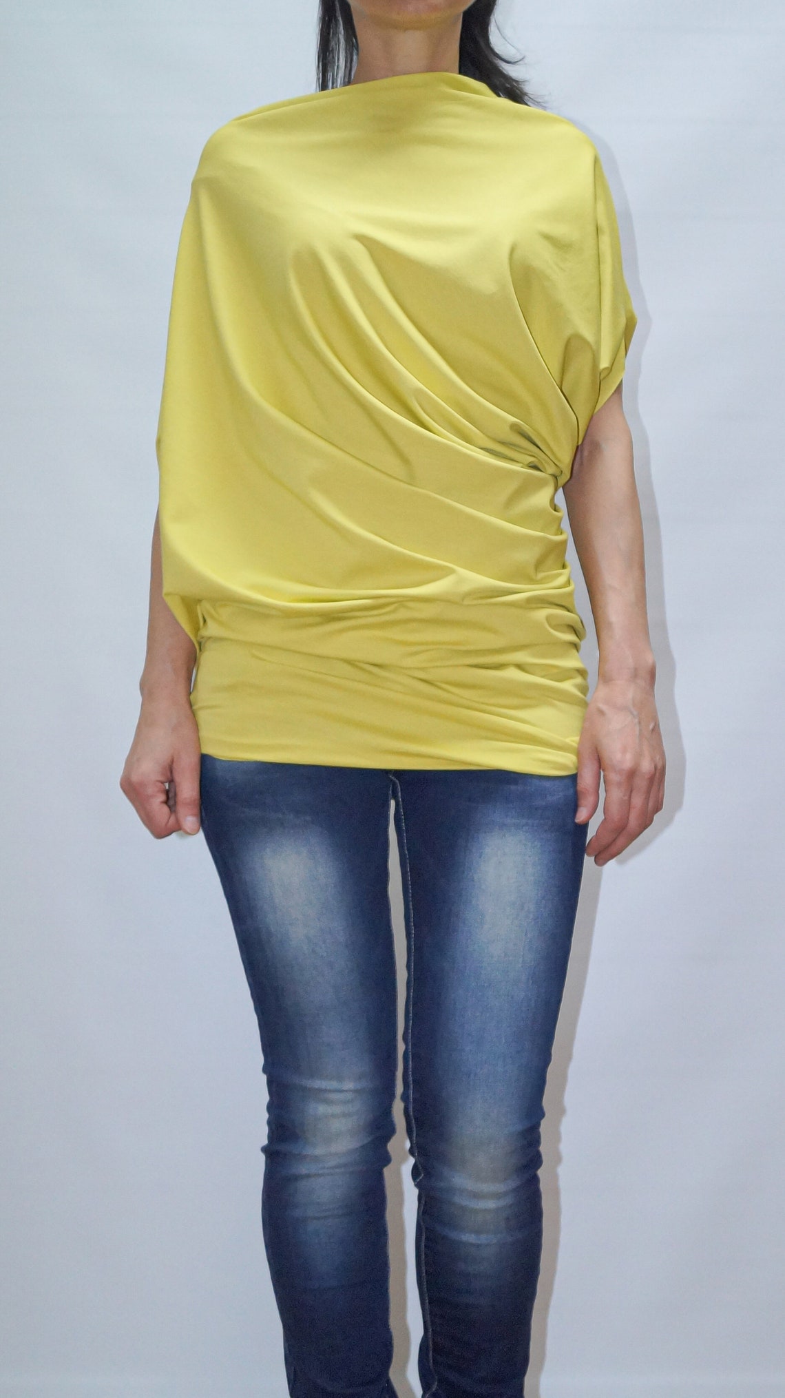 Oversize Asymmetrical Tunic/yellow Top/cotton Dress/ Loose - Etsy