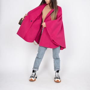 Winter Cape Coat/pink Wool Vest/wool Cape/cape Jacket/fashion Cape Coat ...