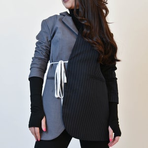 Oversized Coat/trendy Coat/extravagant Two-coloured Jacket/asymmetrical ...