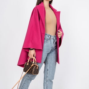Winter Cape Coat/pink Wool Vest/wool Cape/cape Jacket/fashion Cape Coat ...