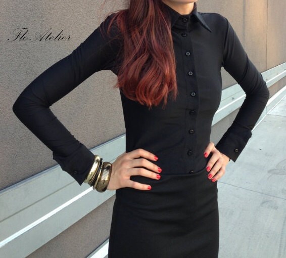 Black Slim Backless Shirt/sexy Body Shirt/long Sleeves | Etsy