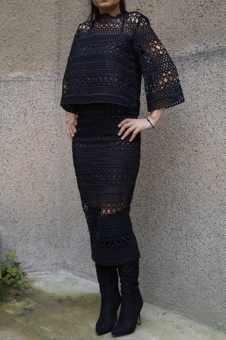 Black Lace Top/loose Structured Top/oversized Top/stylish - Etsy