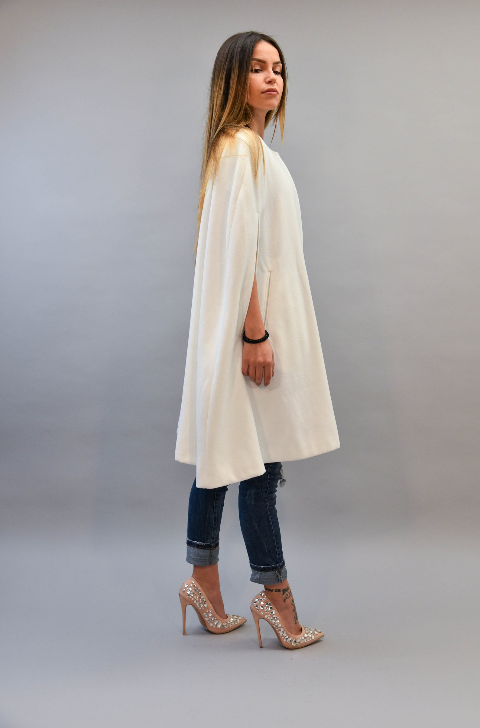 Winter Cape Coat/jacket for Women/white Wool Cape/cape - Etsy Australia