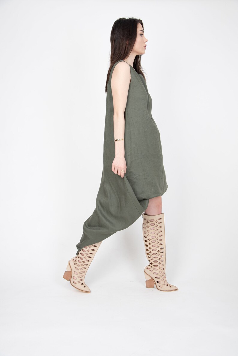 Green Linen Dress/convertible Linen Dress/vegan Linen - Etsy