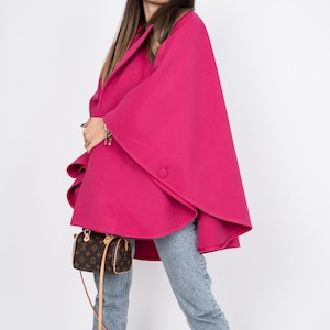 Winter Cape Coat/pink Wool Vest/wool Cape/cape Jacket/fashion Cape Coat ...