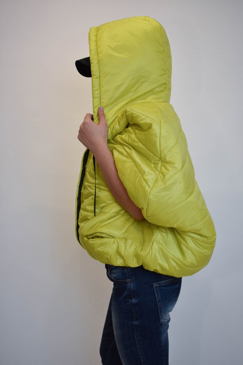 Yellow Quilted Jacket/windproof Jacket/yellow Warm Jacket/double Sided ...