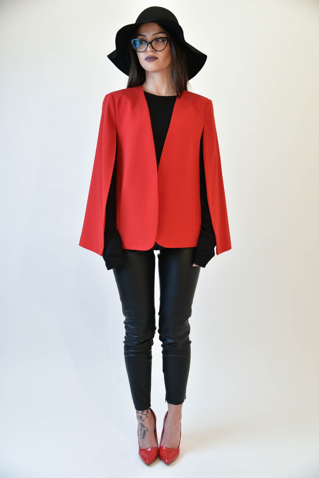 Red Cape Coat/jacket for Women/handmade Cape/cape Jacket/fashion Cape ...