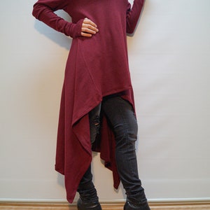 Red Asymmetrical Wool Blend Sweater Dress, Oversized Knit Top - Etsy