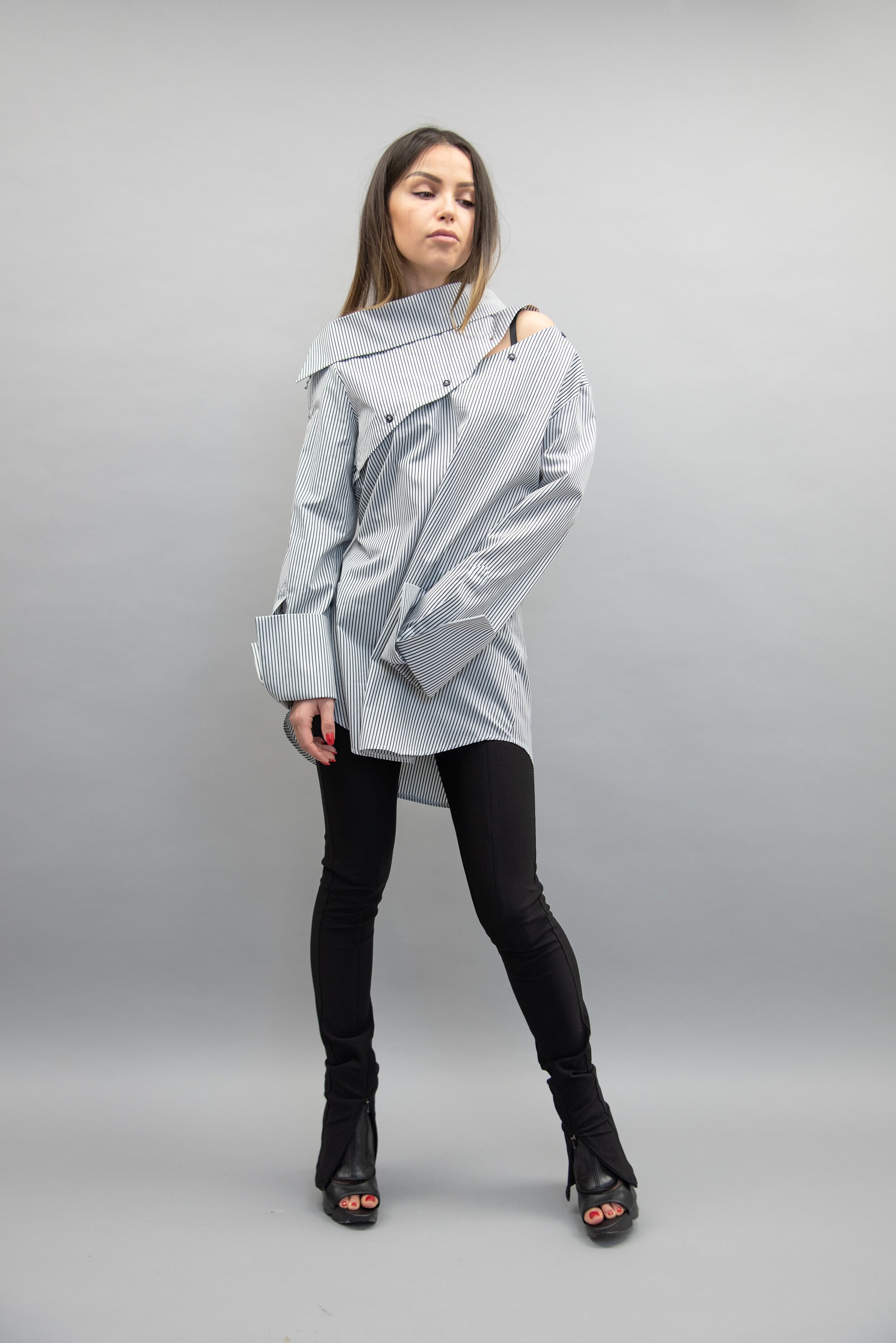 Oversized Convertible Shirt/handmade Detachable Shirt/long Sleeved ...