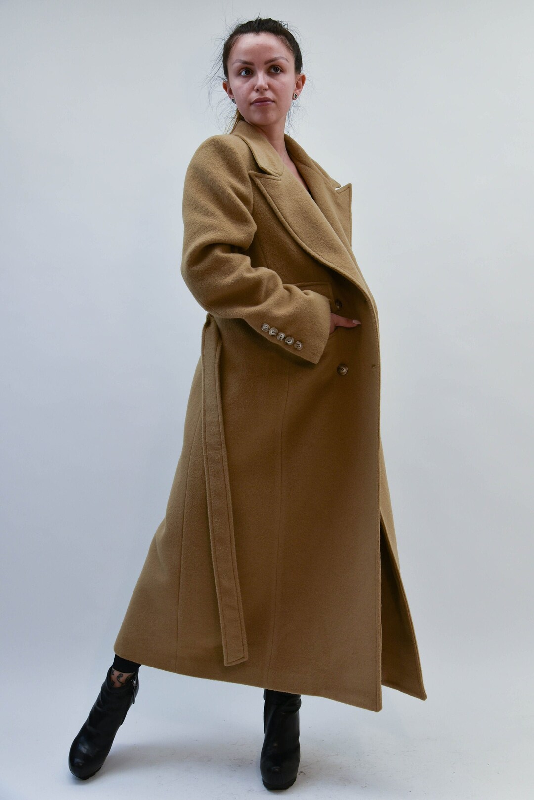 Handmade Wool Coat/winter Coat/cashmere Wool Coat/long Sleeve Trench ...
