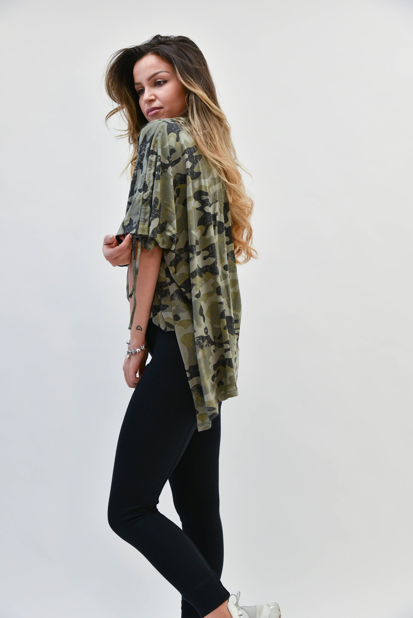 Green 2 in 1 Long Tunic Face Mask/shirt With Integrated Mask/green Camo ...