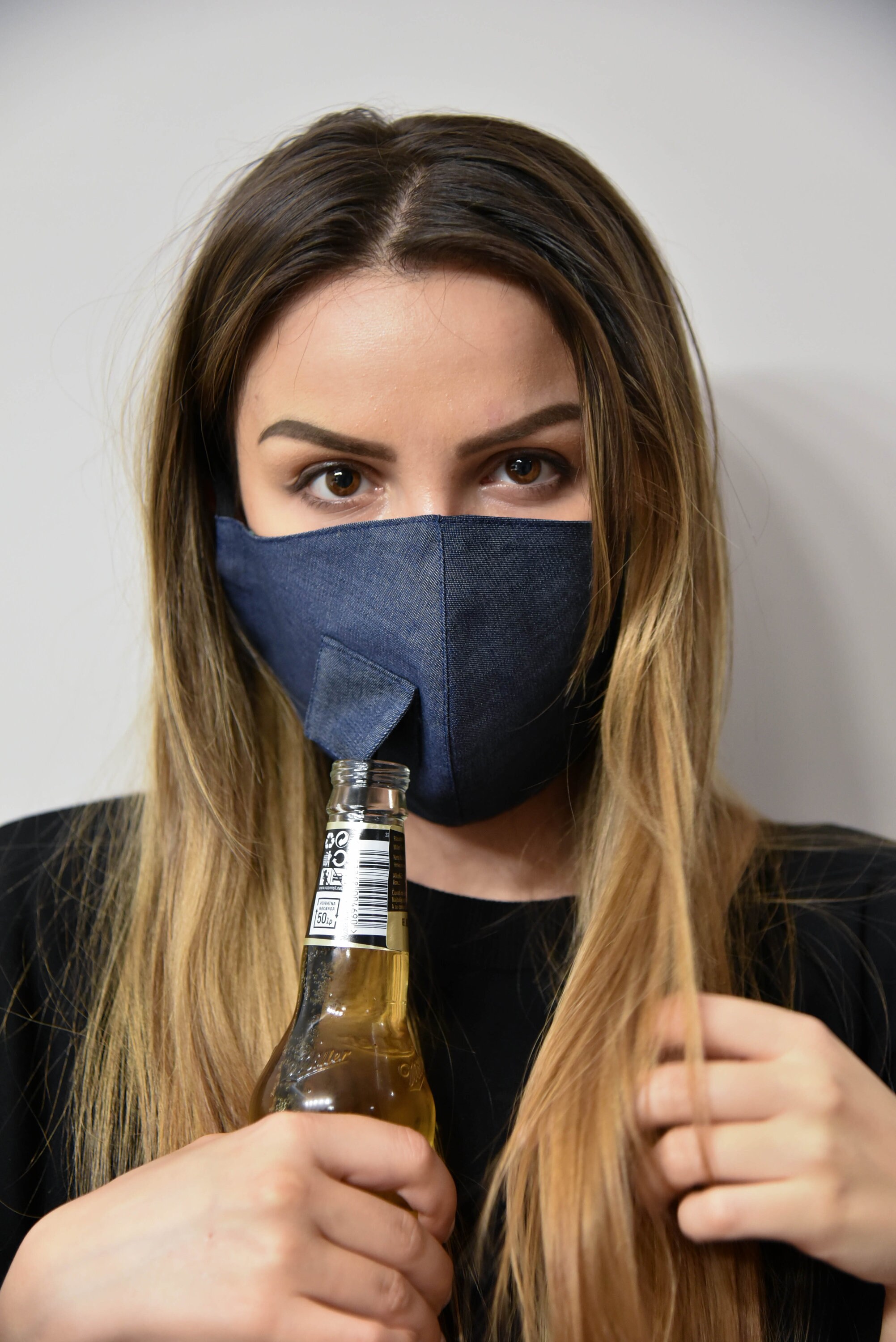 Blue Face Mask with Slit/Face Mask with Opening/Washable | Etsy