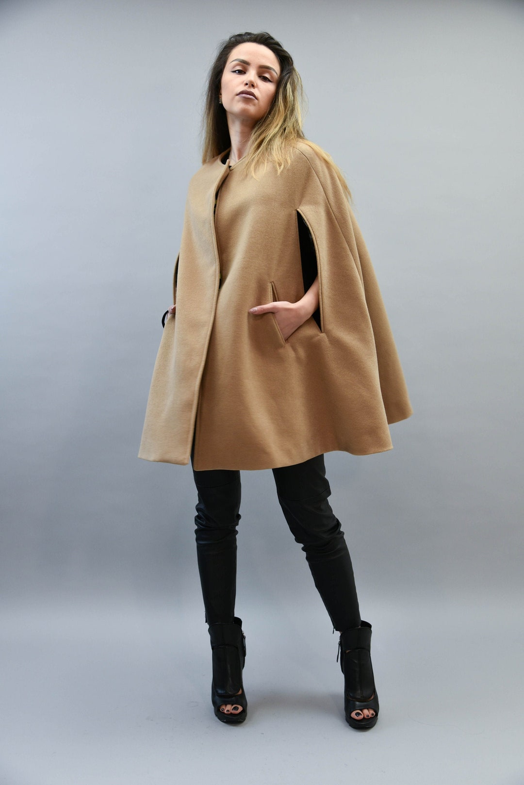 Camel Cape Coat/jacket for Women/camel Wool Cape/cape Jacket/fashion ...