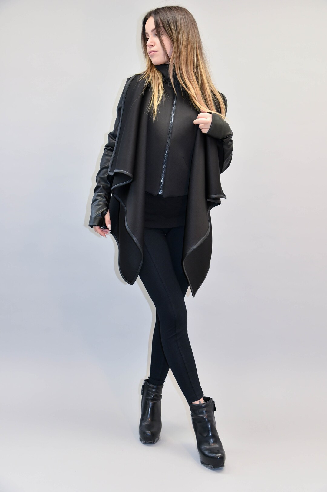 Hooded Long Neoprene Coat/coat With Protective Visor/neoprene Coat ...