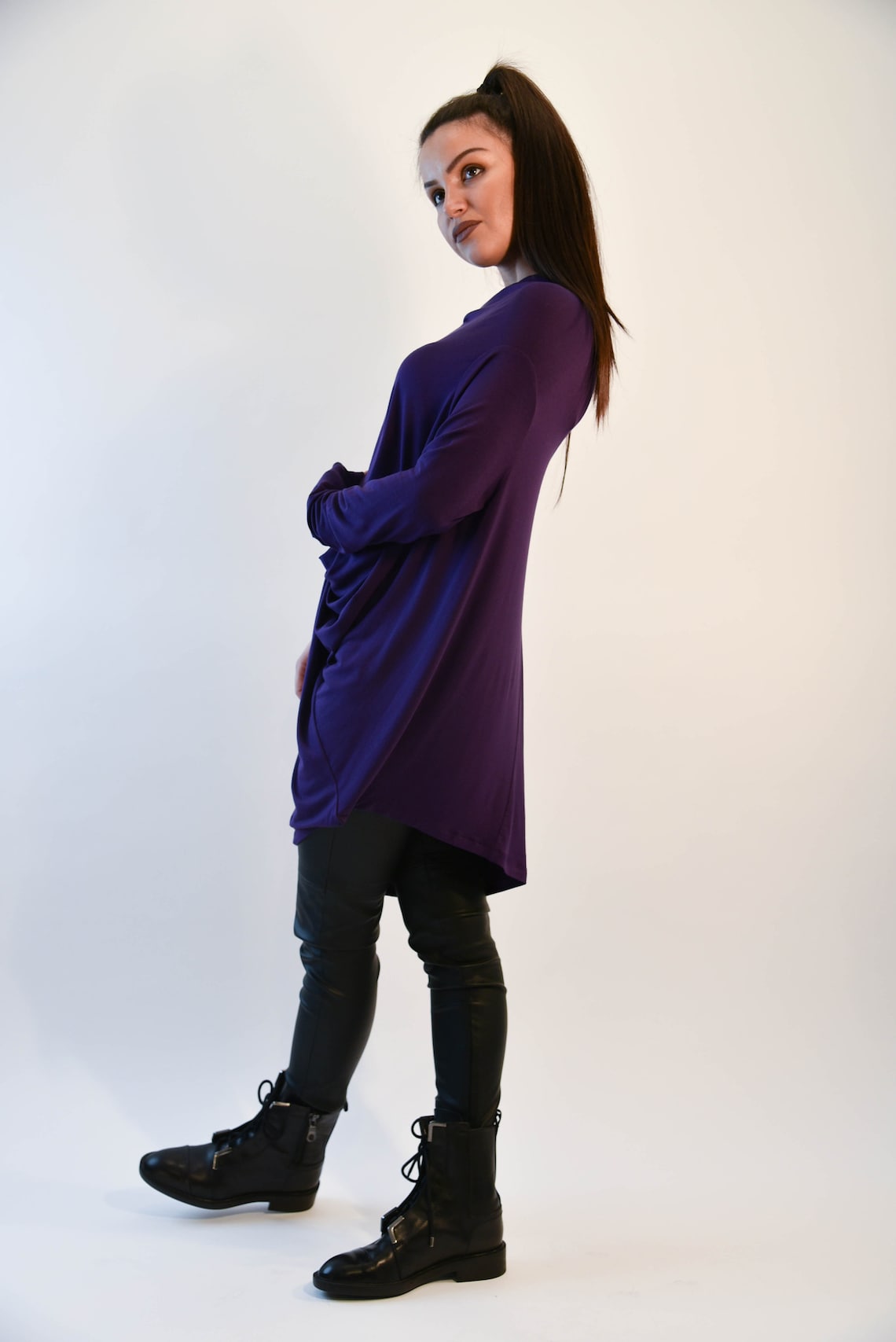 Purple Loose Sweater Dress/asymmetrical Tunic/casual - Etsy