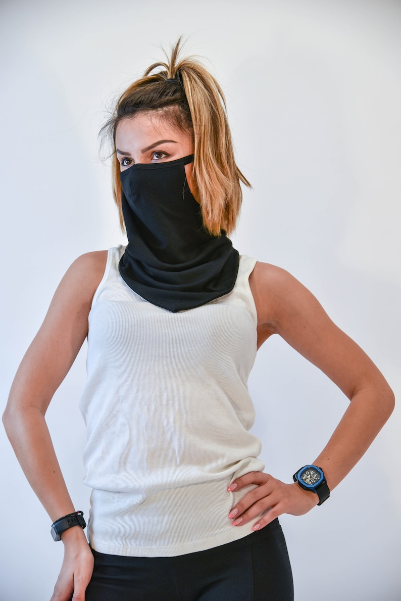 Black Long Face Mask/activity Accessory/washable Mask/reusable Washable ...