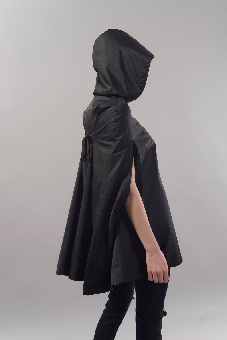 Black Hooded Cape Coat/Lined Hooded Cloak/Cape Coat/Cape | Etsy