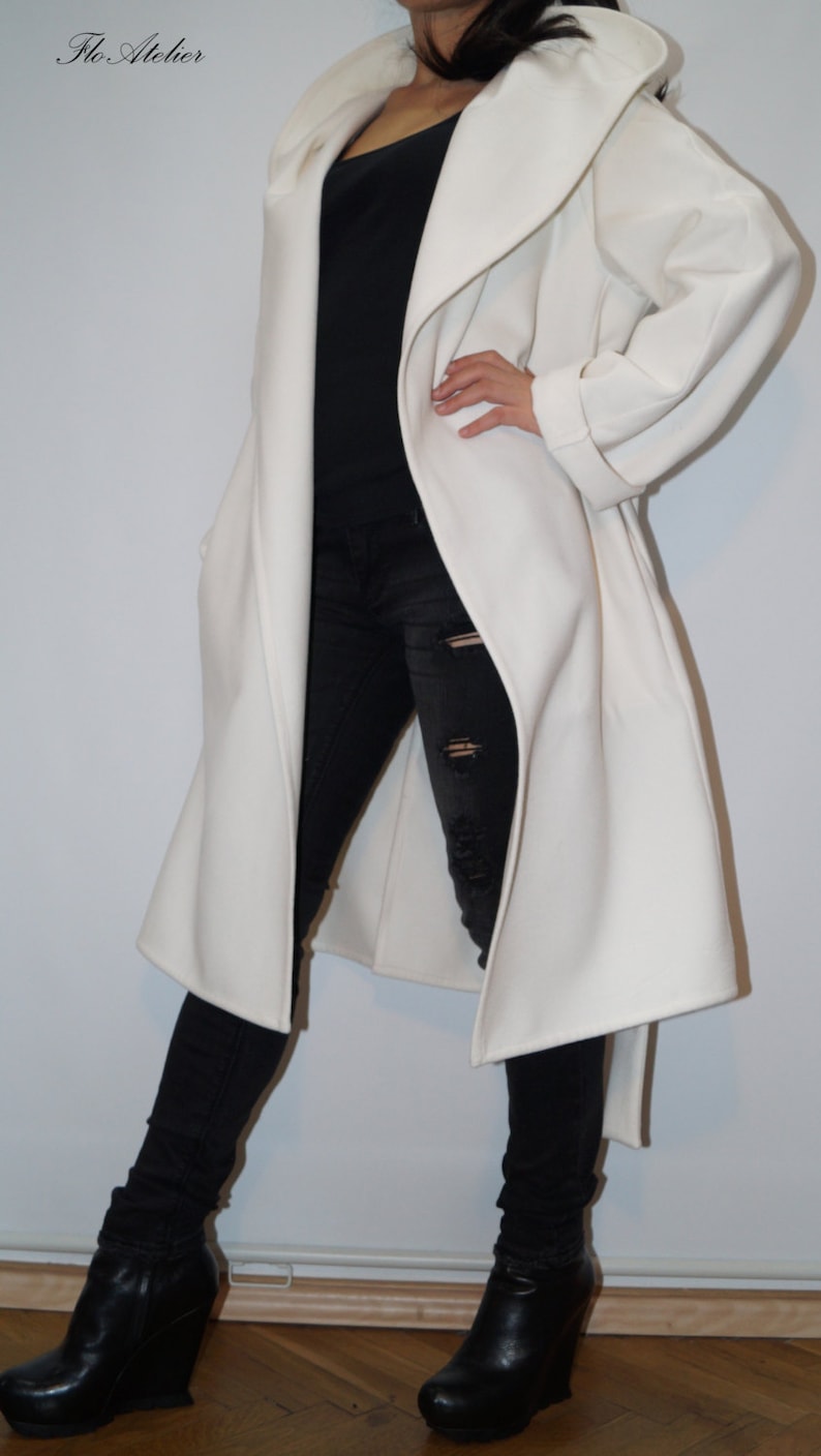 White Long Wool Coat/winter Cape Coat/cashmere Wool Coat/long - Etsy