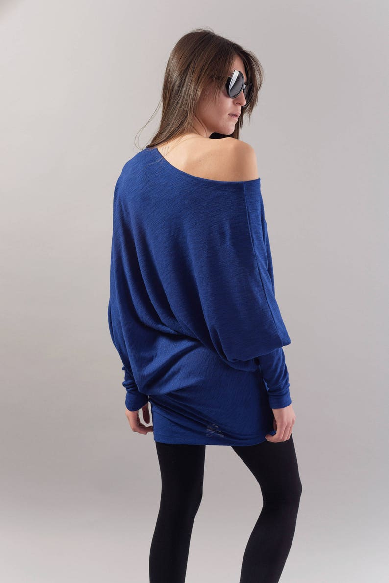 Loose Blue Blouse/knitwear/oversize Top/light Knit Sweater/extra Long ...