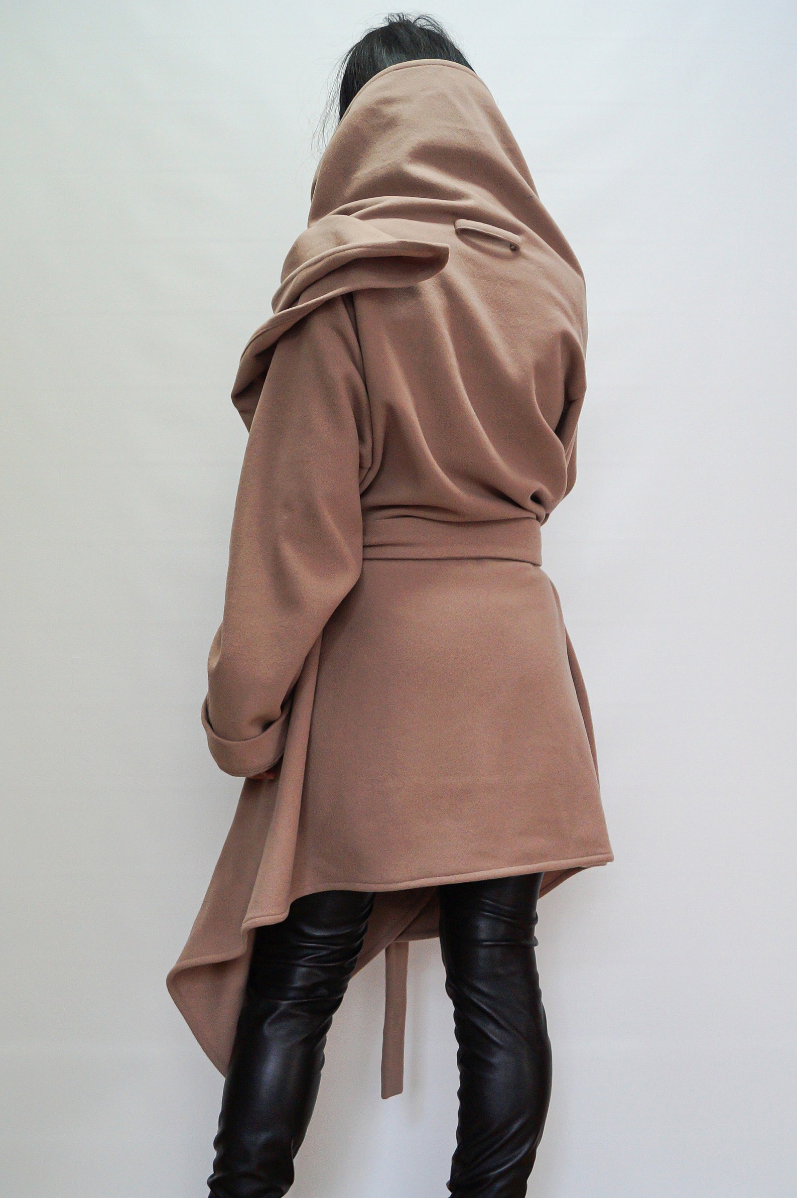Beige Long Wool Coat/winter Cape Coat/cashmere Wool Coat/long - Etsy