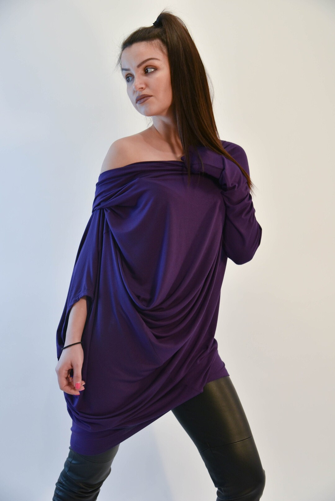 Purple Loose Sweater Dress/asymmetrical Tunic/casual Sweater/handmade ...