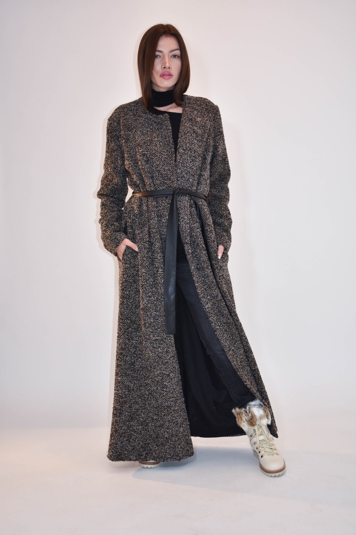 Wool Cardigan/draped Cardigan/long Cardigan/lined Long-line Cardigan ...