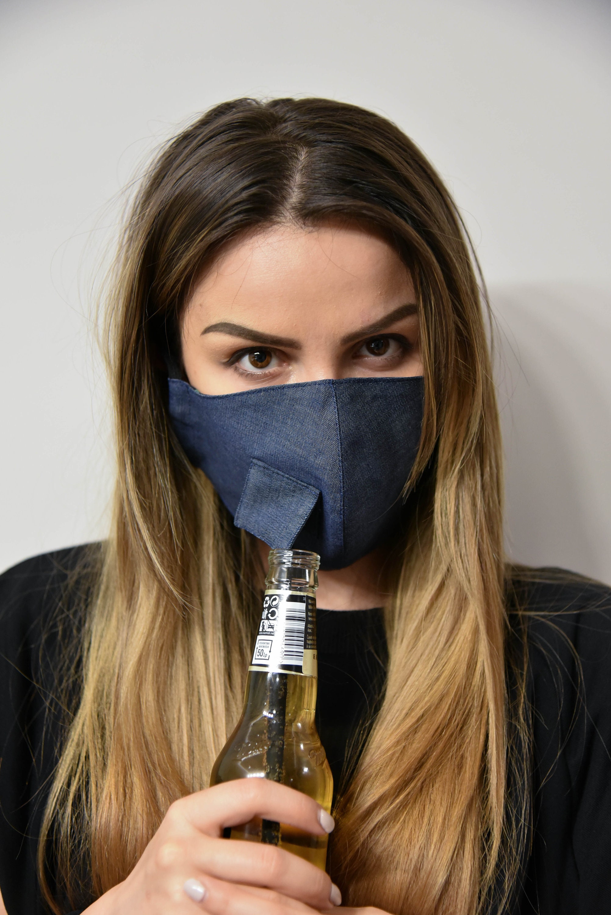 Blue Face Mask with Slit/Face Mask with Opening/Washable | Etsy