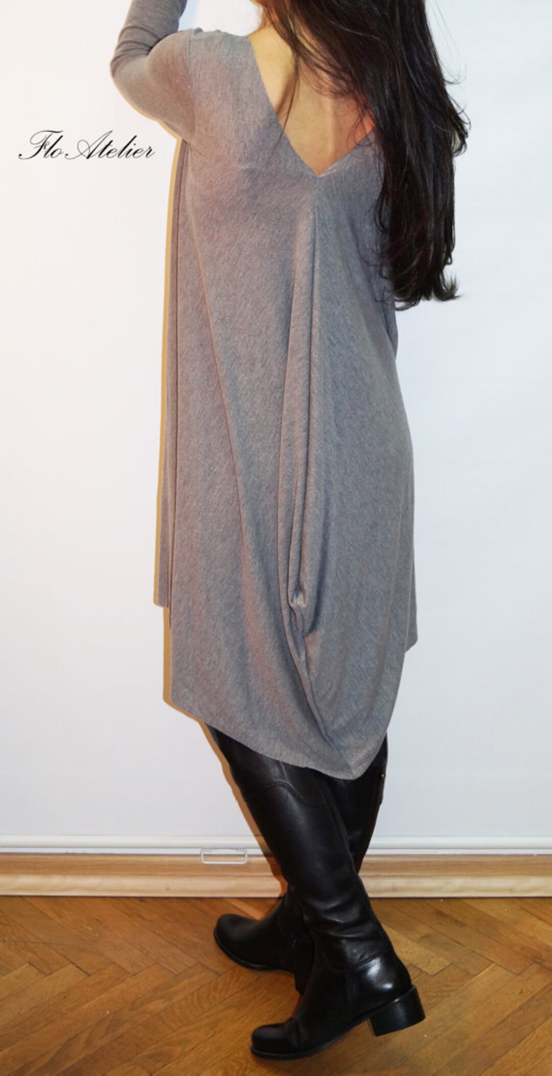 Grey Asymmetrical Handmade Tunic/long Sleeve Grey Kaftan/grey Oversized ...