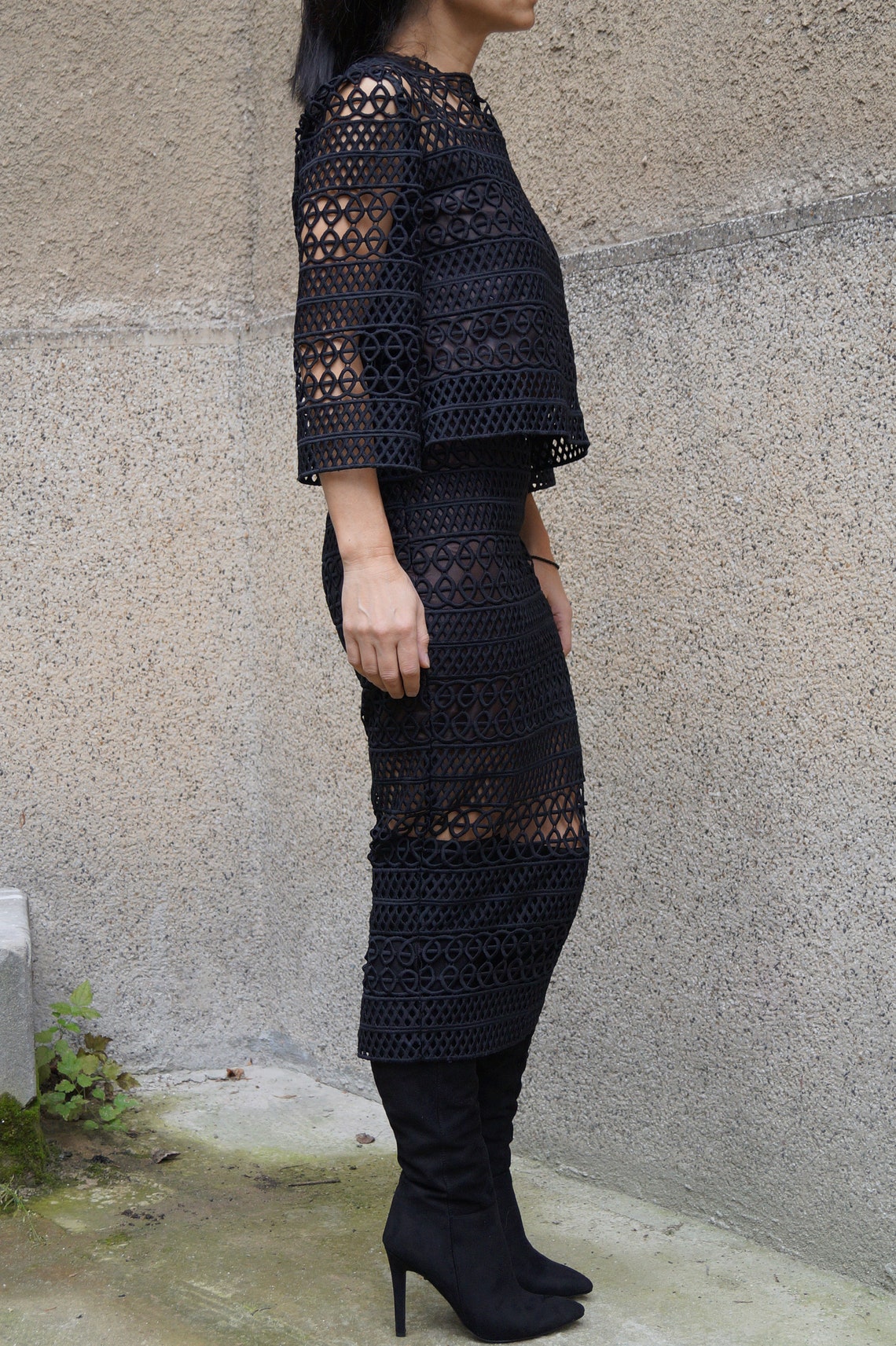 Black Lace Top, Elegant Evening Occasion - Etsy