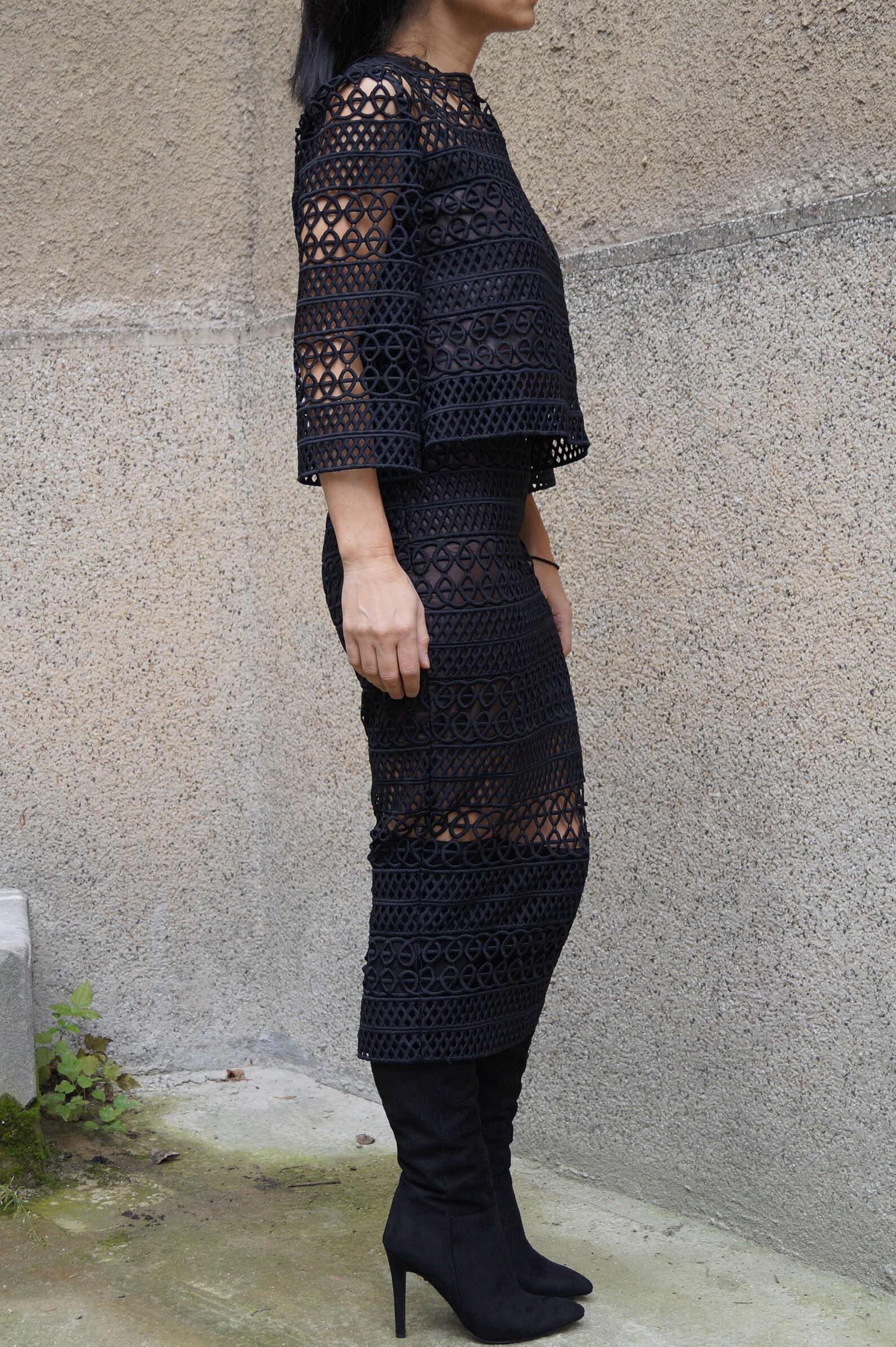 Black Lace Top/loose Structured Top/oversized Top/stylish - Etsy