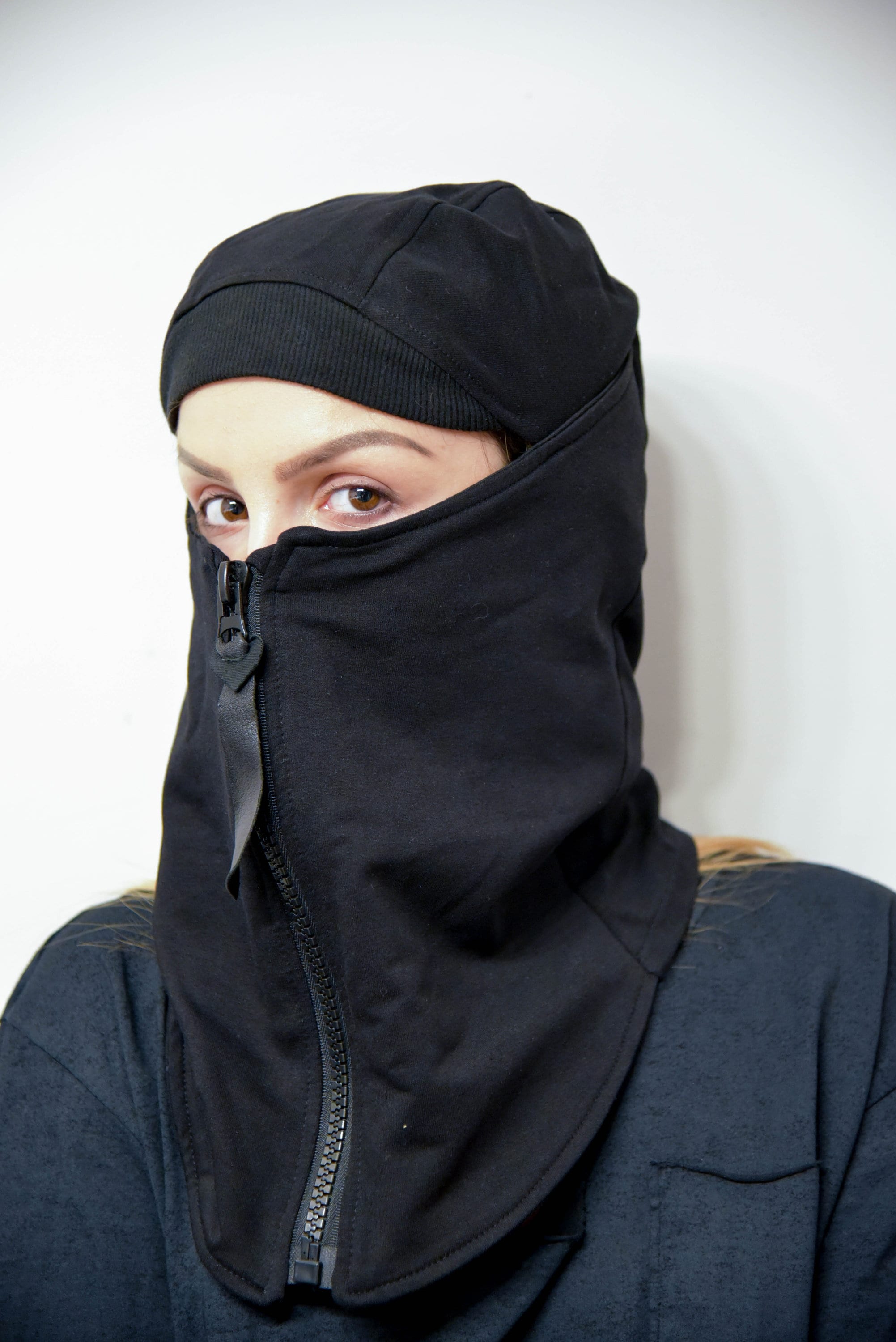 Handmade Black Zipper Mask/black Balaclava/hood Zipper Mask/hooded Mask ...