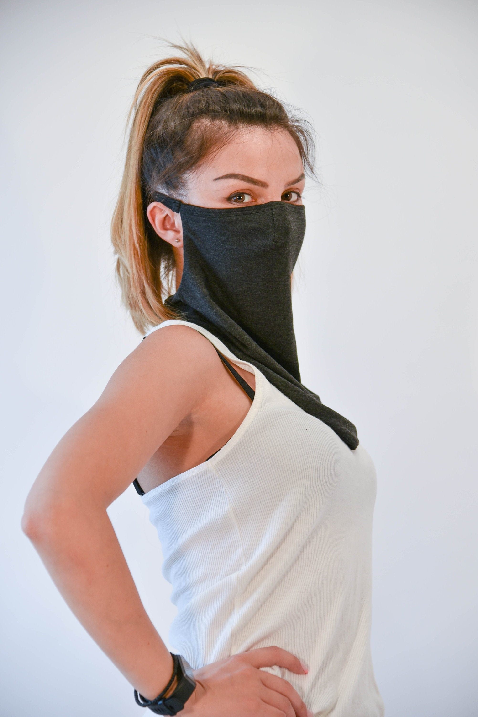 Gray Long Face Mask/activity Accessory/washable Mask/reusable Washable ...