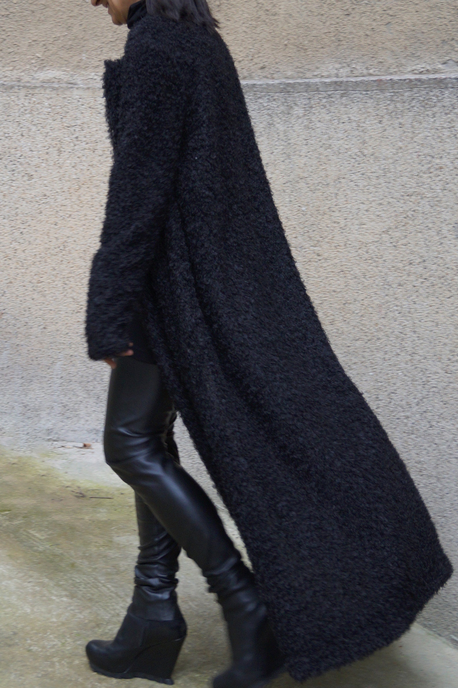Fluffy Cardigan/dropped Cardigan/long Cardigan/longline Coat/long ...