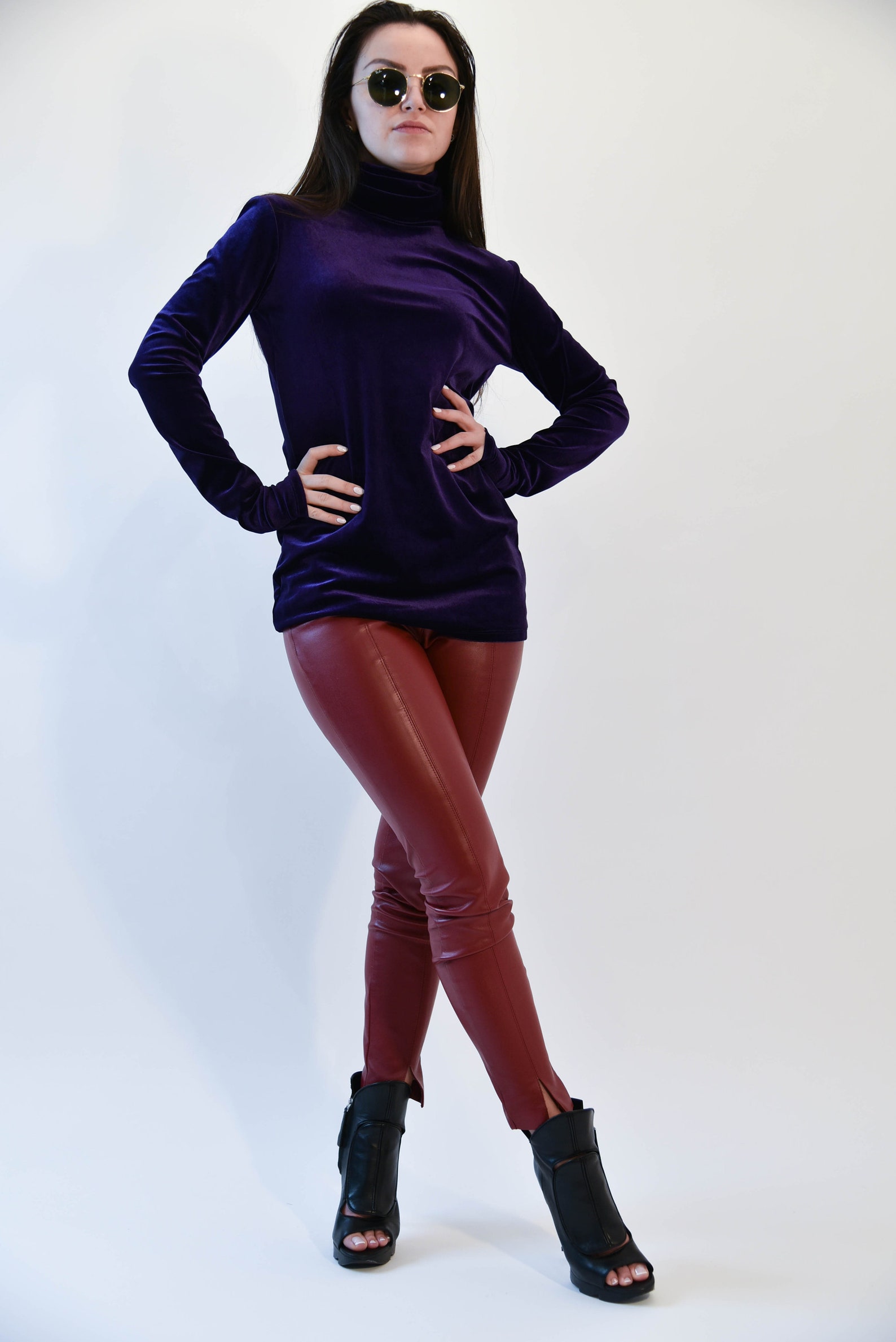 Purple Velvet Tunic/women's Casual Blouse/casual Purple - Etsy