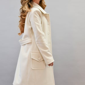 White Lined Coat/cashmere Wool Coat/winter Coat/patch Pocket Coat/xxl ...