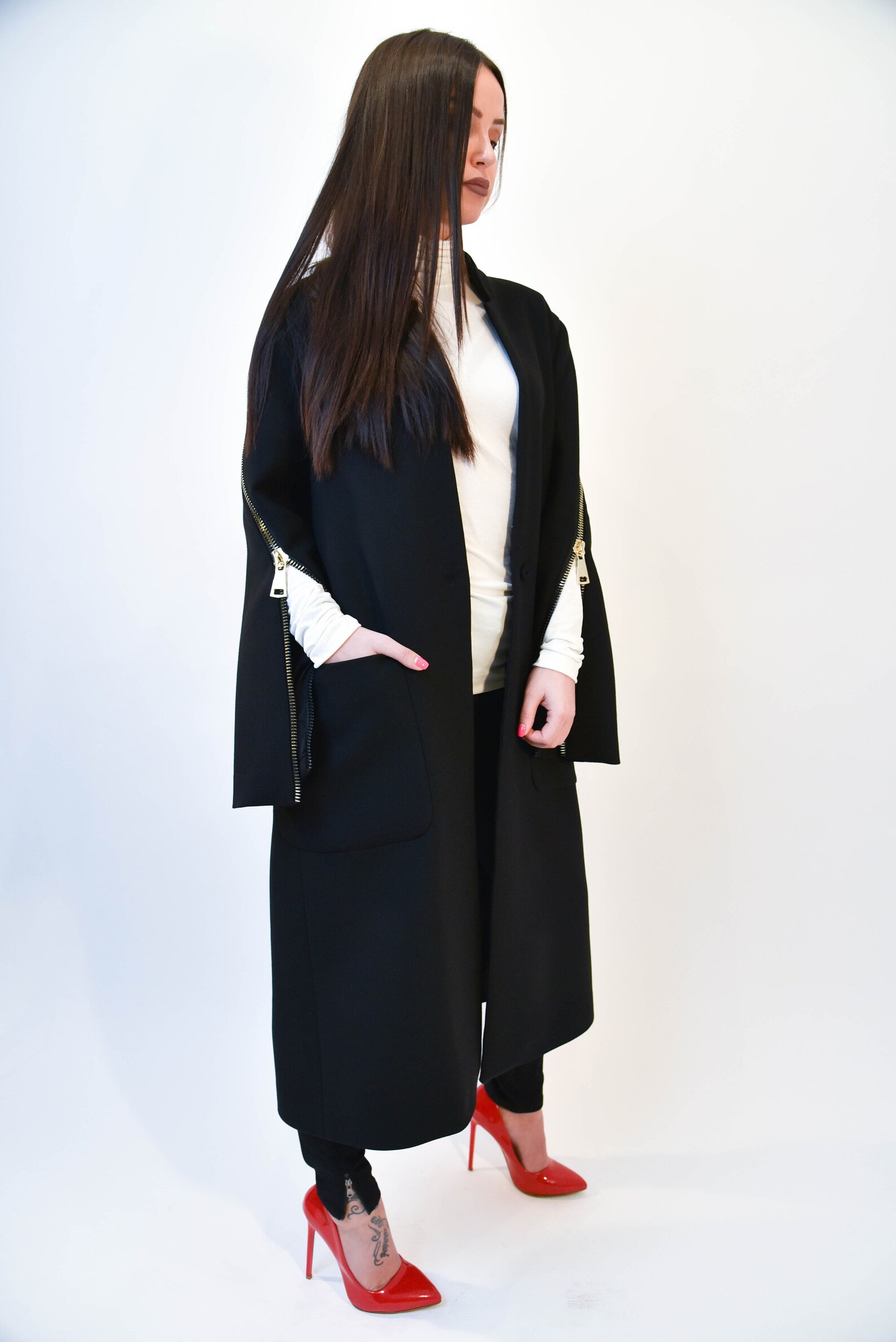 Patch Pocket Coat/long Wool Coat/all Season Collar | Etsy