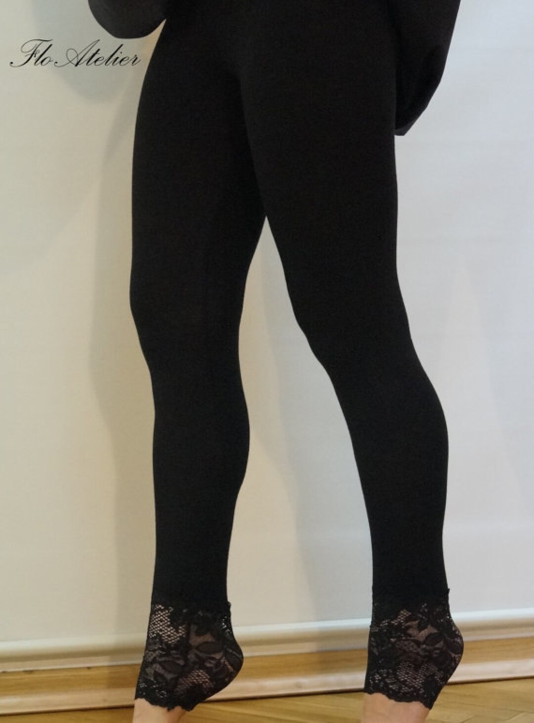 Black Leggings With Lace/black Extra Leggings/leggings for Tunics and ...